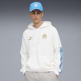 Hoodie Puma "Olympique de Marseille KING Hoodie Herren", Herren, Gr. S, weiß (weiß gold), Obermaterial: 68% Baumwolle, 32% Polyester; Rippe: 97% Baumwolle, 3% Elasthan; Besatz: 100% Polyester, normal, Sweatshirts