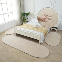 Hochflor-Bettumrandung Bruno Banani "Dana Teppich, Kundenliebling" Gr. 14, natur, H:30mm, Obermaterial: 100% Polyester, Bettumrandungen, unifarben, Mikrofaser, pflegeleicht, Bettvorleger, Schlafzimmer