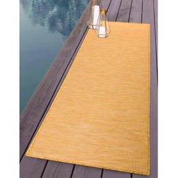 Outdoorteppich Carpet City "PALM 2778", gelb, B:80cm H:5mm L:250cm, Polypropylen, Teppiche, Läufer, Wetterfest & UV-beständig, für Balkon, Terrasse, Küche, flach