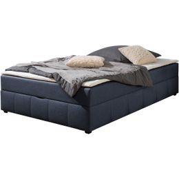 Boxbett Home Affaire, denim, blau, B:144cm L:204cm, Komplettbetten, Boxbett ohne Kopfteil, inkl. Topper