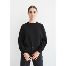 Sweater BOSS Orange "Efem Premium Damenmode", Damen, Gr. XL (42), schwarz 001, Sweatware, Obermaterial: 100% Baumwolle, unifarben, normal, Rundhals, Rippbündchen, Sweatshirts, Relaxed Fit, Rundhals
