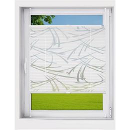 Plissee K-home "Plissee Ausbrenner Streifen, Klemmfix, ohne Bohren, Lichtschutz", weiß, weiß, B:55cm H:130cm, Obermaterial: 100% Polyester, Plissees, Klemmfix-Plissee mit Ausbrenner Stoff