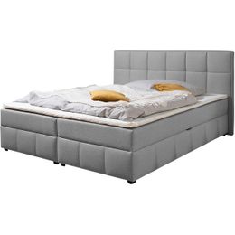 Boxbett Home Affaire, hellgrau, B:172cm L:210cm, Komplettbetten, Boxbett mit Bettkasten, inkl. Topper