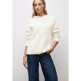 Kapuzenpullover Street One, Damen, Gr. 36, soft beige, Strick, Obermaterial: 78% Polyamid, 12% Polyacryl, 10% Baumwolle, unifarben, bequem hüftbedeckend, Rundhals, Pullover, aus softer Federgarn-Qualität