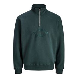 Jack & Jones PlusSize Sweatshirt "JORBLEECKER BRANDING SWEAT HIGH N BF PLS", Herren, Gr. 3XL, forest river detail:org, angeraute Sweatware, Obermaterial: 70% Baumwolle, 30% Polyester, JACK & JONES PLUSSIZE, unifarben, normal, Rundhals, Rippbündchen, Sweatshirts