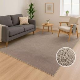 Teppich Carpet City, B:80cm H:14mm L:280cmbraun, Obermaterial: 100% Polyester, Wohnzimmer, Teppiche, "CALMA 200", Kurzflor, Waschbar, Anti-Rutsch,
