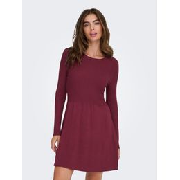 Strickkleid Only "ONLALMA L/S O-NECK DRESS KNT NOOS", Damen, Gr. L, N-Gr, rot (zinfandel), Jersey, Obermaterial: 80% Viskose, 20% Nylon, unifarben, figurbetont Po-bedeckend, Rundhals, Kleider