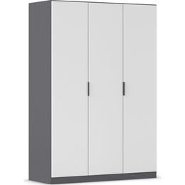 Kleiderschrank Rauch "Drehtürenschrank Schrank Garderobe Ankleide Schlafzimmer LAGOA", graumetallic, alpinweiß, B:136cm H:197cm T:54cm, Holzwerkstoff, Schränke, moderne Kantengriffe aus Metall, optional mit Aufsatz MADE IN GERMANY