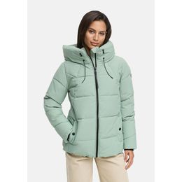 Winterjacke Marikoo "Kuscheltatze", Damen, Gr. XL, smokey mint, Obermaterial: 100% Polyester; Futter: 100% Polyester; Wattierung: 100% Polyester; Ärmelfutter: 100% Polyester, Jacken, mit wärmendem Innenfutter und extra hohem Kragen
