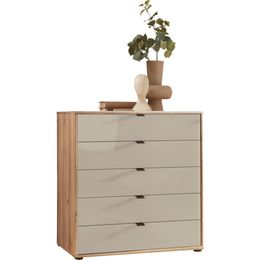 Schubkastenkommode Wiemann "Cardiff Sideboard, Wäscheschrank, teilmassiv Bianco-Eiche, Schubladen", braun, B:80cm, Sideboards, Schubkästen inklusive Selbsteinzug und Dämpfung