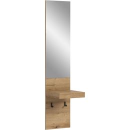 Garderobenspiegel Inosign, evoke oak nachbildung, B:35cm H:160cm T:37cm, Spanplatte, Spiegel, Oran, Spiegel, Evoke Oak, große Spiegelfläche, Ablagefläche, Haken