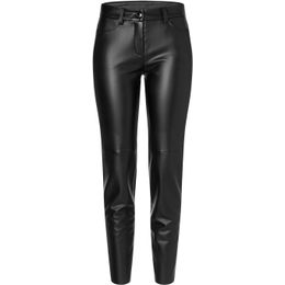 Lederimitathose MAC "SKINNY", Damen, Gr. 38, Länge 34, schwarz, Web, Obermaterial: 51% Polyester, 48% Polyurethan, 1% Elasthan, unifarben, skinny fit knöchellang, Hosen, mit Taschen