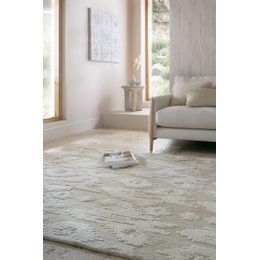 Wollteppich FLAIR RUGS "Dion Ikat, 100% Wolle", beige, B:200cm H:8mm L:290cm, Wolle, Teppiche, Ikat-Design, handgefertigt, Wohnzimmer, Schlafzimmer, Esszimmer