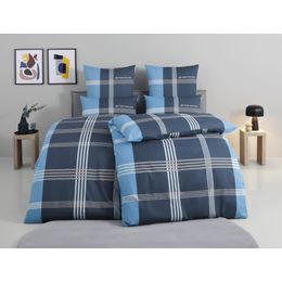 Bettwäsche Tom Tailor HOME "Ole", blau (blau, marine), B/L: 135cm x 200cm, 1 Stk., 1 Stk., Renforcé, B/L: 80cm x 40cm, 2, Renforcé, Obermaterial: 100% Baumwolle, Bettwäsche, karierte Bettwäsche aus Baumwolle, mit Reißverschluss
