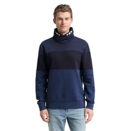 Sweatshirt Tom Tailor, Herren, Gr. XXL, ocean blau, Sweatware, Obermaterial: 65% Baumwolle, 35% Polyester, colorblocking, regular fit normal, ohne Ausschnitt, Rippbündchen, Sweatshirts, mit Logo Stickerei