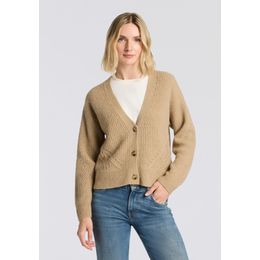 Cardigan BOSS Orange "Fortellini Premium Damenmode", Damen, Gr. M38, rust, copper 222, Strick, Obermaterial: 35% Alpaka, 35% Wolle, 30% Polyamid, Ajourstrickmuster, unifarben, normal, V-Ausschnitt, angesetztes Bündchen, Strickjacken, mit Ajourstrickmuster