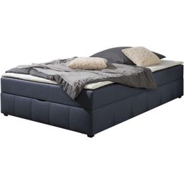Boxbett Home Affaire, denim, blau, B:144cm L:224cm, Komplettbetten, Boxbett ohne Kopfteil, inkl. Topper