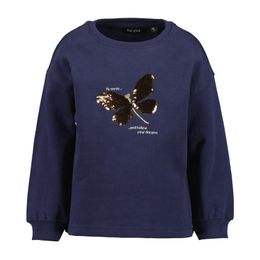 Sweatshirt Blue Seven, Mädchen, Gr. 110, blau (ultramarin), Sweatware, Obermaterial: 100% Baumwolle, bedruckt, regular fit hüftbedeckend, Rundhals, Rippbündchen, Sweatshirts, mit tollem Motiv mit Wendepailletten