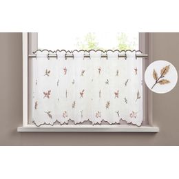 Scheibengardine my home "Alphonse" Gr. 1, braun, B:90cm H:30cm, Polyester, Gardinen, Bestickt, floral, gemustert, schöne Haptik