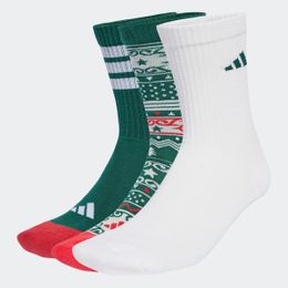 Funktionssocken adidas Performance "GFX CREW 3PP", Herren, Gr. L4345, collegiate grün, weiß, pure ruby, Obermaterial: 51% Baumwolle, 46% Polyester, 2% Elasthan, 1% sonstige Fasern, Socken