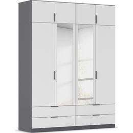 Kleiderschrank Rauch "Drehtürenschrank Schrank Garderobe Ankleide Schlafzimmer LAGOA", graumetallic, alpinweiß, B:181cm H:235cm T:54cm, Holzwerkstoff, Schränke, geräumige Schubladen, 3 Breiten, optional mit Aufsatz MADE IN GERMANY