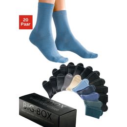 Basicsocken GO IN, Damen, Gr. 39-42, blau (6x blau, 1x beige, 1x grau, 1x anthrazit, 11x schwarz), Baumwolle, Baumwollmischung, Elasthan, Polyamid, unifarben, elastisch, Socken, in der großen Big-Box