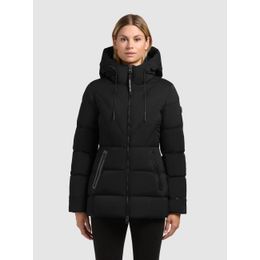 Steppjacke Khujo "RABB", Damen, Gr. S (36), schwarz, Steppware, Obermaterial: 100% Polyester. Futter: 100% Nylon. Wattierung: 100% Polyester, unifarben, hüftbedeckend, elastischer Bund, Jacken, Applikationen aus Lederimitat