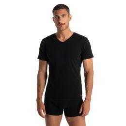 V-Shirt Bruno Banani "FINE RIB", Herren, Gr. L, schwarz, Feinripp, Obermaterial: 96% Baumwolle, 4% Elasthan, unifarben, V-Ausschnitt, Shirts, Feinripp, Kurzarm