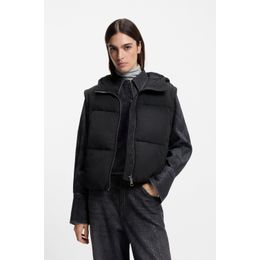 Steppjacke BOSS Orange "Polala Premium Damenmode", Damen, Gr. 38, schwarz 001, Web, Obermaterial: 100% Polyamid, unifarben, regular fit hüftlang, Jacken, mit abnehmbaren Ärmeln und Schal