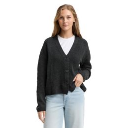Cardigan Tom Tailor Denim, Damen, Gr. M, shale grau melange, Strick, Obermaterial: 62% Polyacryl, 25% Polyester, 10% Baumwolle, 3% sonstige Fasern, meliert, regular fit taillenbedeckt, V-Ausschnitt, Strickjacken, mit V-Ausschnitt