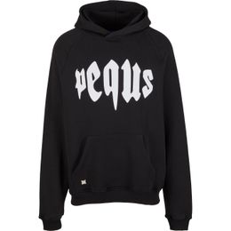 Kapuzensweatshirt PEQUS "PEQUS PEQUS Mythic Logo Hoodie", Herren, Gr. L, schwarz, 100% Baumwolle, bedruckt, Sweatshirts
