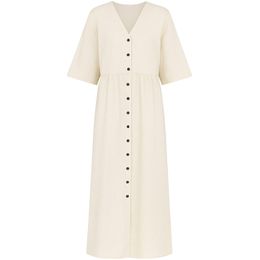 Maxikleid NORR "NORR dress Linea", Damen, Gr. 34, beige, Obermaterial: 75% Viskose, 25% Leinen, Kleider