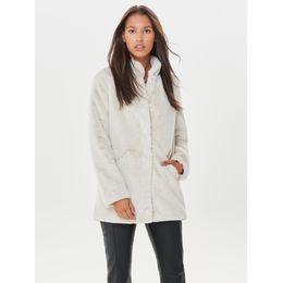 Fellimitatmantel Only "ONLVIDA FAUX FUR COAT OTW", Damen, Gr. L, grau (pumice stone), Web, Obermaterial: 100% Polyester, unifarben, regular fit Po-bedeckend, Mäntel