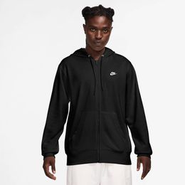 Hoodie Nike Sportswear "M NK CLUB FT PO HOODIE", Herren, Gr. L, schwarz, schwarz, weiß, Obermaterial: 80% Baumwolle, 20% Polyester, normal, Rundhals, Sweatshirts