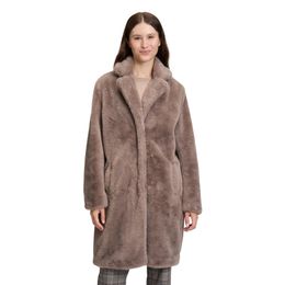 Fellimitatmantel Cartoon "Damen Kunstfell-Jacke mit Reverskragen", Damen, Gr. 42, braun (hellbraun), Obermaterial: 100% Polyester. Futter: 100% Polyester., oversize normal, Rundhals, Mäntel