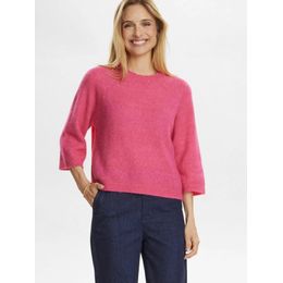 N&uuml;mph Strickpullover N&Uuml;MPH "N&uuml;mph Sweater NURIETTE", Damen, Gr. S/M, fandango pink, Obermaterial: 32% Alpaka, 32% Wolle, 30% Polyamid, 6% Elasthan, Pullover Strickpullover