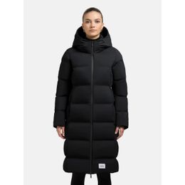 Steppmantel Khujo "Finnie3", Damen, Gr. L (40), schwarz, Obermaterial: 100% Nylon; Innenfutter: 100% Nylon; Wattierung: 100% Polyester, Basic, tailliert ca. Mitte Knie, hoch geschlossener Ausschnitt, eng Bündchen, Mäntel, Warmer Damen Wintermantel mit großer Kapuze