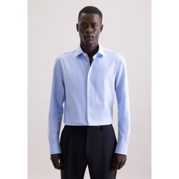 Businesshemd Seidensticker "Schwarze Rose", Herren, Gr. S (37), normale Ärmellängen, blau, 60% Baumwolle 35% Polyester 5% Elastan, unifarben, slim fit, 2-Knopf-Manschette, Hemden, Slim 1/1 Kentkragen Uni