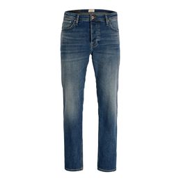 Jack & Jones Slim-fit-Jeans JACK & JONES "JJIGLENN JJCOOPER ST 335 BF", Herren, Gr. 29, Länge 30, blau denim pack:mid blau, Denim/Jeans, Obermaterial: 99% Baumwolle, 1% Elasthan, Abriebeffekte, slim fit knöchellang, Jeans