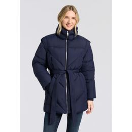 Steppjacke BOSS Orange "Piobella Premium Damenmode", Damen, Gr. 36, blau (dunkelblau 408), Web, Obermaterial: 100% Polyamid, unifarben, tailliert hüftbedeckend, elastischer Bund, Jacken, Regular Fit, tailliert, mit Gürtel