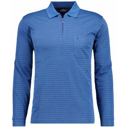 Poloshirt Ragman, Herren, Gr. L, blau, melange, 765, Baumwollmischung, regular fit, ohne Ausschnitt, Shirts