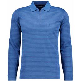 Poloshirt Ragman, Herren, Gr. L, blau, melange, 765, Baumwollmischung, regular fit, ohne Ausschnitt, Shirts