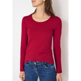 Langarmshirt Cecil "Style Pia", Damen, Gr. L (42), beaujolais rot, Jersey, Obermaterial: 100% Baumwolle, unifarben, regular fit normal, Rundhals, gerader Abschluss, Shirts