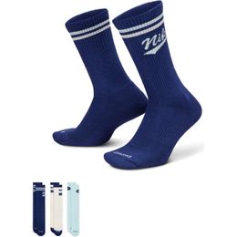 Funktionssocken Nike Sportswear "U NK ED PLS CRW 3PR LFESTL 144", Kinder, Gr. M, bunt (multi, color), Obermaterial: 68% Baumwolle, 29% Polyester, 2% Elasthan, 1% Nylon, Socken