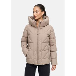 Winterjacke Marikoo "Kuschelnasee", Damen, Gr. L, taupegrau, Obermaterial: 100% Polyester; Futter: 100% Polyester; Wattierung: 100% Polyester; Ärmelfutter: 100% Polyester, Jacken, mit extra hohem Kragen und warmem Fleecefutter
