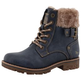 Winterstiefel Mustang Shoes "Matilde", Kinder, Gr. 31, navy, Lederimitat, Textil, Schuhe, Oudoorboots, Schnürstiefel mit Warmfutter