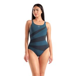 Badeanzug arena "W arena ISABELLA SWIMSUIT WING BACK C", Damen, Gr. 48, N-Gr, mangrove, night grau, Obermaterial: 68% Polyamid, 32% Elasthan, Badeanzüge
