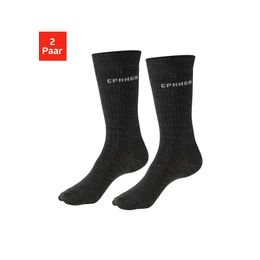 Basicsocken Copenhagen Studios, Damen, Gr. 43-46, 2x anthrazit meliert, Wolle, unifarben, elastisch, Socken, gerippt, mit wärmender Wolle