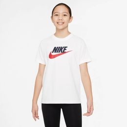 T-Shirt Nike Sportswear "BIG KIDS' T-SHIRT", Kinder, Gr. L (152/158), weiß, obsidian, university rot, Obermaterial: 100% Baumwolle, normal, Shirts
