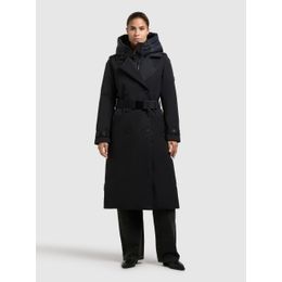 Trenchcoat Khujo "ELENA2", Damen, Gr. XS, port blau, Web, 100% Polyester, unifarben, eingesetzt elastischer Bund mit Knöpfen, Mäntel